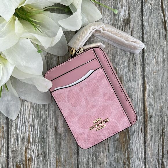 Coach | Bags | Coach Limited Zip Card Case In Signature Canvas Powder ...